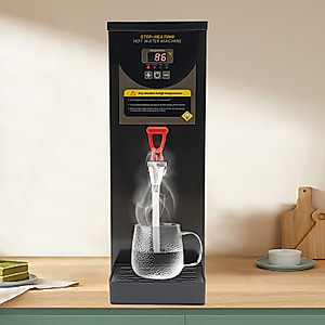 LOHISHILO Commercial Milk Frother 2000W 8L Electric Steam Milk Frothing Machine Steam Boiling Water Machine, Milk Foam Espresso Machine with LED Display for Coffee Milk Tea Dessert, Black