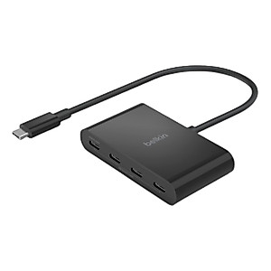 Belkin Connect USB-C™ to 4-Port USB-C Hub, Multiport Adapter Dongle with 4 USB-C 3.2 Gen2 Ports & 100W PD with Max 10Gbps High Speed Data Transfer for MacBook, iPad, Chromebook, PC, and More, Black