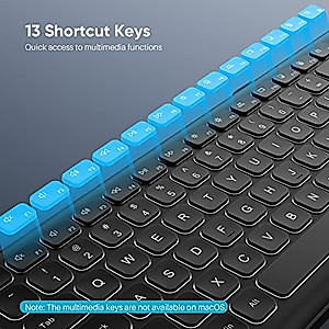 Qwecfly Wireless Keyboard, 2.4Ghz Ultra-Slim Rechargeable Backlit Keyboard, Illuminated Full Size Computer Keyboards with Numeric Pad, 12 Multimedia Keys for Computer, Laptop, Desktop, Windows 10/8/7