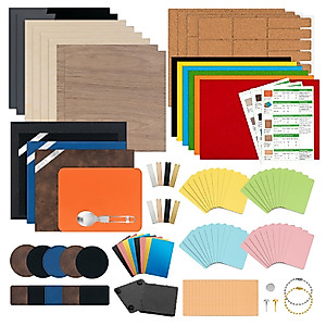 Laser Material Explore Kit, 111-Piece Laser Material Box, 8 Kinds of Laser Materials for Laser Engravers & Laser Cutters, Contains Plywood, Acrylic, Leather for Laser Crafting, Personalize Gifts