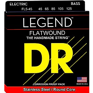 DR Strings Hi-Beam Flats - Flatwound Stainless Steel Round Core 5 String Bass 45-125
