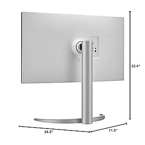 LG 27UP650-W Monitor 27” UHD (3840 x 2160) IPS Display, VESA DisplayHDR 400, DCI-P3 95% Color Gamut, 3-Side Virtually Borderless Display, Height/Pivot/Tilt Adjustable Stand – Silver