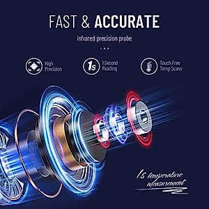 GoodBaby No-Touch Digital Forehead Thermometer, Infrared Thermometer for Adults, Kids & Babies, 1 Second Measurement, Fever Alert and 35 Sets Memory, Purple