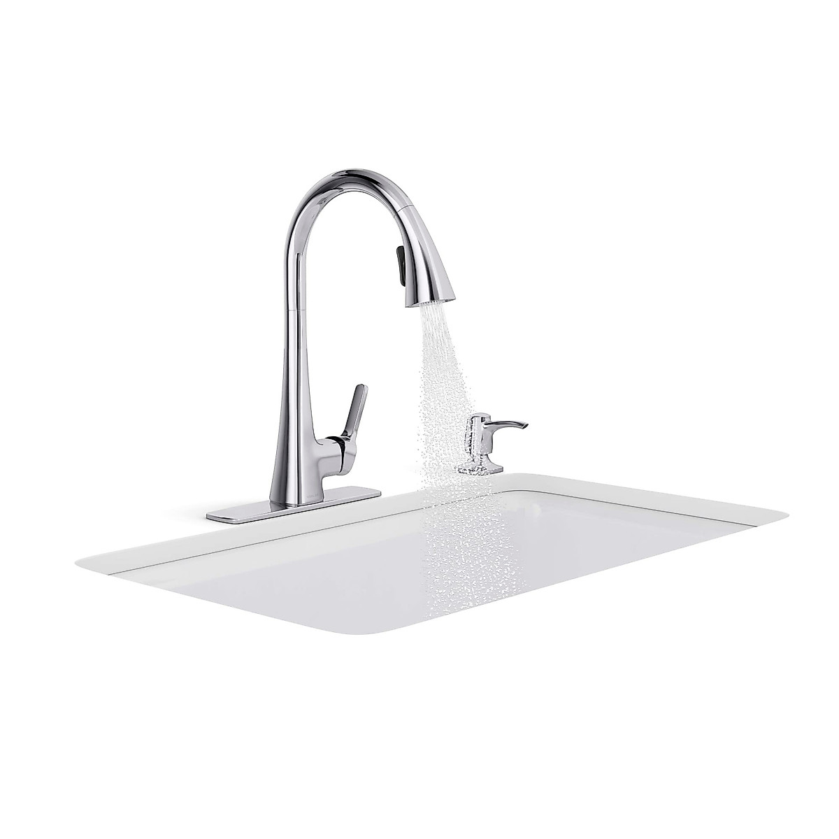 KOHLER R26281-SD-CP Maxton Touchless Pull-Down Kitchen Faucet with Soap Dispenser, Kitchen Sink Faucet with Pull Down Sprayer, Touchless Activation Faucet, Polished Chrome