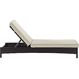 Crosley Furniture Palm Harbor Outdoor Wicker Chaise Lounge with Sand Cushions - Brown