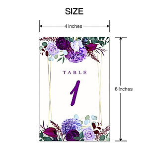 SLS Vision Table Number Cards for Wedding or Other Events. 4x6 Inches, Double-Sided, Numbers 1-25 Plus Head Table Card, Made in USA. Purple Bliss.