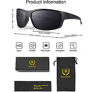 BEALER Polarized Sports Sunglasses for Men Lightweight TR90 Frame Sun Glasses Driving Cycling Fishing UV Protection Shades