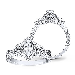 Molioaki 1-3/8 Carat (ctw) D-VVS1 moissanite engagement rings for women Platinum Plated Silver moissanite rings-Y-5