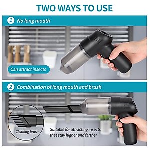 Vacuum Bug Catcher Spider and Inspect Traps Catcher with USB Rechargeable Battery Bug Pest Control, Inspections and Handheld Bug Catcher with Brush Head Fluke for Stink Bug, Beer, Pest Suction Trap