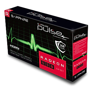 Sapphire Technology, Sapphire 11268-21-20G Radeon Pulse RX 550 2GB GDDR5 64-bit HDMI DVI-D DP OC (UEFI) PCI-E Graphics Card (Renewed)