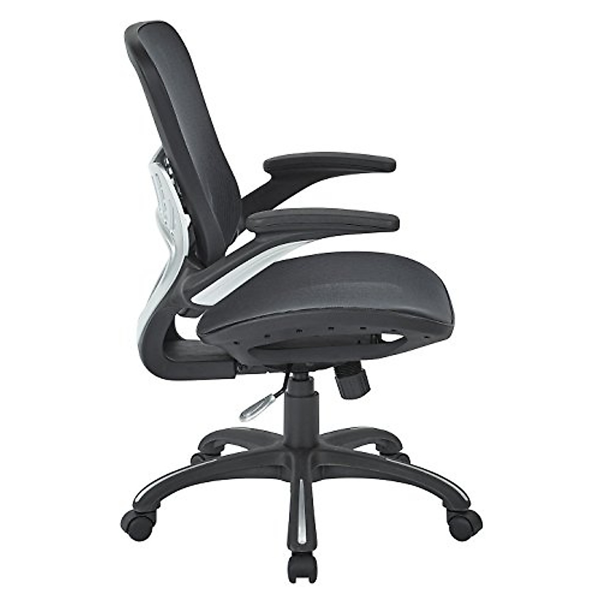Office Star Ventilated Manager's Office Desk Chair with Breathable Mesh Seat and Back, Black Base, Black