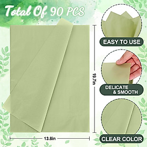 Whaline 90 Sheet Sage Green Tissue Paper Assorted Gradient Green Gift Wrapping Paper 13.8 x 19.7 Inch Sage Green Art Craft Tissue Paper for Gift Bags Baby Shower Wedding Birthday Party Decor