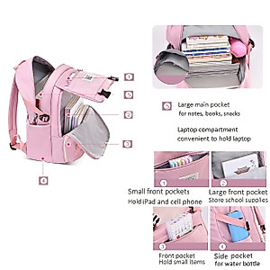 Pink School Bag Backpack for Teen Boys Girls Elementary Middle Bookbag Casual Daypack for Kids