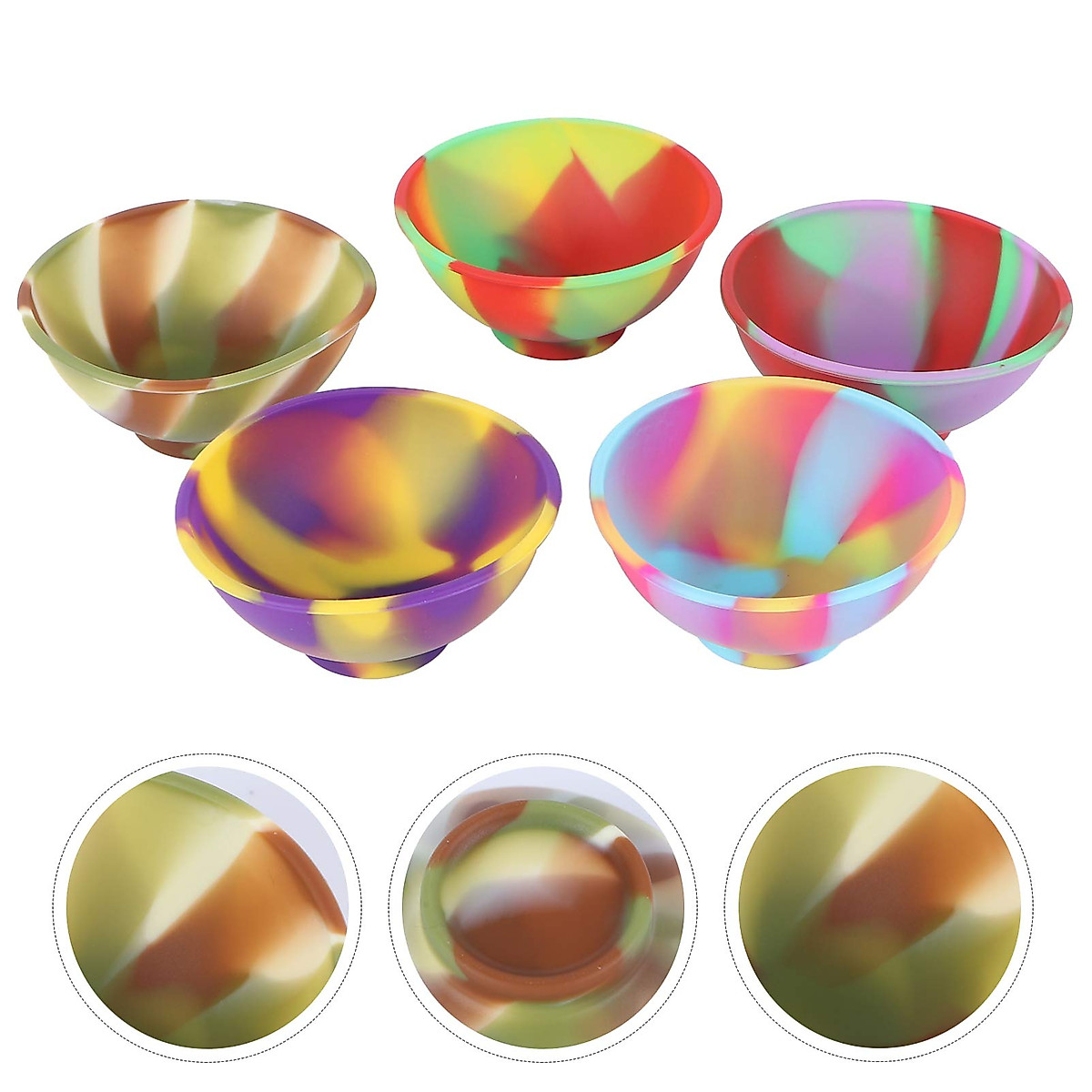 Cabilock 5pcs Rice Bowls Silicone Bowls Storage Bowls Seasoning Bowl Small Silicone Bowls (Mixed Pattern)