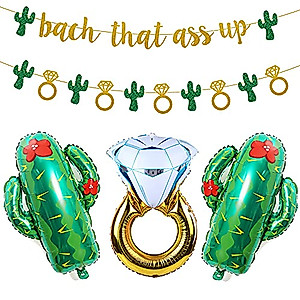 Mexico Fiesta Bachelorette Party Supplies Bach That Ass Up Party Banner Glittery Cactus Ring Banner Plus Cactus Balloon Diamond Ring Balloon for Bridal Shower Bubbly Bar Party Decorations