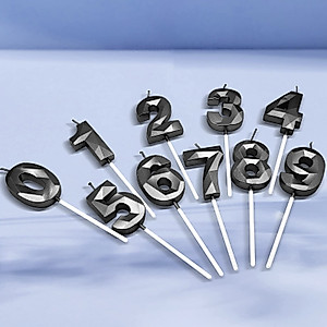 25th & 52nd Birthday Candles for Cake, Black Number 25 52 3D Diamond Shaped Candle Birthday Decorations Party Supplies for Women or Men