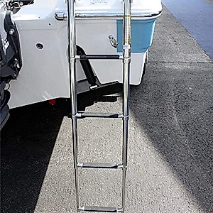 Marinebaby Heavy Duty Boat Telescopic 4 Step Ladder,Stainless Steel Swim Platform Telescoping Ladder,Extendable Step for Boat Yacht