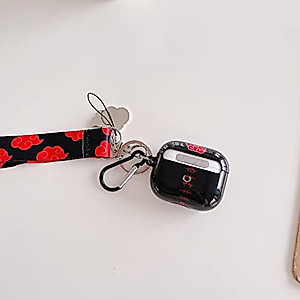 with Red Cloud Lanyard Keychain AirPods 3rd Generation Case Cover 2021, Personalised Anime and Unique IMD Process TPU Soft Airpods 3 Generation Case, Black AirPods 3rd