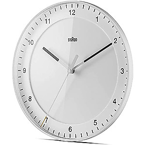 Braun Classic Mixed Analogue Wall Clock Home Gift Bundle with Silent Sweep Movement, Easy to Read, 30cm Diameter in Black + White, Model BC17B, BC17W (2 Pack)