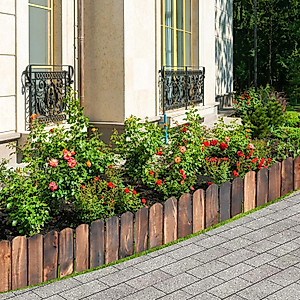 Garden Wooden Fence | Garden Wooden Short Fence Edging Border | Wood Garden Edging Border | Burnt Wood Outdoor Landscape Border Edging, Lawn, Balcony, Patio Planting Fence Gloves(8'' H x 47.5'' L)