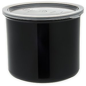 Carlisle FoodService Products Round Storage Container with Lid, 4 Quart Crock, Black