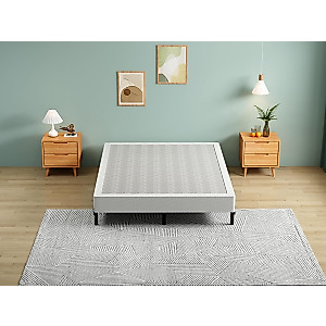 AROMUSTIME 7 Inch Box Spring Queen,Black Heavy Duty Metal Mattress Foundation/Easy Assembly/Non-Slip/No Noise/Easy Clean Fabric Cover