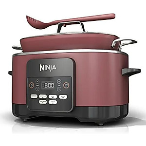 Ninja Foodi PossibleCooker PRO MC1000 8.5Qt Multicooker 8 in 1 Slow Cooker, Dutch Oven, Steam Bake Roast Sear Sauté Bread Maker Warmer, Glass Lid, Integrated Spoon, Nonstick (Cherry)