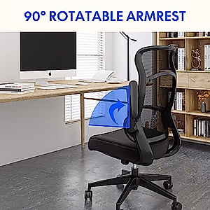 FLEXISPOT OC2 Comfy Office Chair Ergonomic Back Support Home Office Desk Chairs Comfortable Computer Chair with Flip-up Arm Rest Comfy Chair for Living Room/Bedroom/Study(Black)