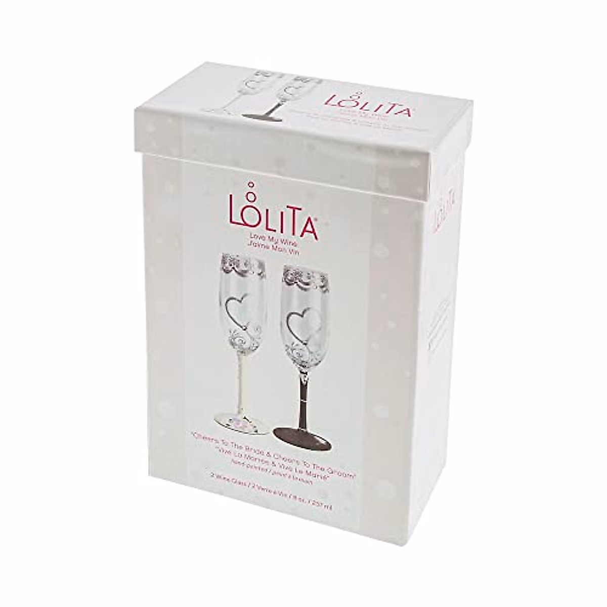 Enesco Designs by Lolita Mrs. Wedding Toasting Hand-Painted Artisan Champagne Flute Set, 2 Count (Pack of 1), Multicolor