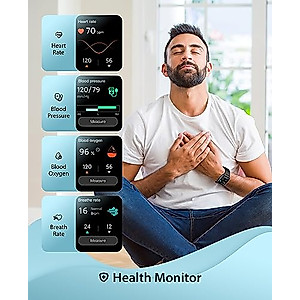 EGQINR Smart Watch, 1.78" AMOLED 368 * 448 HD Screen, 69 Sports Modes Fitness Tracker with Heart Rate, Blood Oxygen, Sleep, IP68 Waterproof Smartwatch with Bluetooth Call for Android iOS
