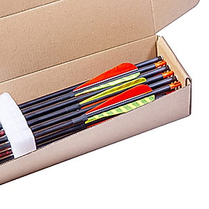 Pinals Traditional Archery 300 340 400 500 600 Spine Carbon Feather Arrows for Recurve Compound Bow Longbow Hunting Targets Arrow 12PCS 400 31"