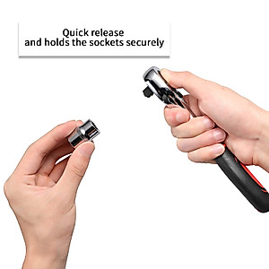 Egofine 12pcs 1/2 Inch Ratchet Socket Wrench Set, Drive Socket Set with 10 Sockets 10-15,17,19,22,24mm and 2 Way Quick Released Ratchet Handle and Extension Bar