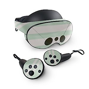 MightySkins Glossy Glitter Skin Compatible with Meta Quest Pro - Mint Stripes | Protective, Durable High-Gloss Glitter Finish | Easy to Apply, Remove, and Change Styles | Made in The USA