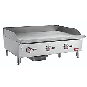 Kratos 29Y-005 36" Commercial Restaurant Gas Countertop Griddle, Manual Controls, 3 Burners, 90,000 BTU Output