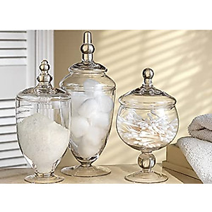 Glaver's Apothecary Jars With Lids, Set Of 3 Candy Jars, Countertop Canister, Glass Décor, Restroom Accessories, Buffet Décor, For all your Vanity Storage and much more