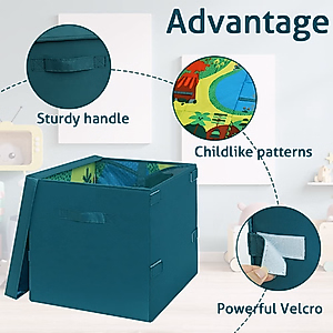 homyfort Kids Play Mat and Toy Chest Box Storage,Collapsible Storage Bin Holders with Lid for Playroom, Closet, Bedroom, Outdoor,Home Organization and Classroom12.8 12.8" 13.2"/38.4" 38.4"(Green)