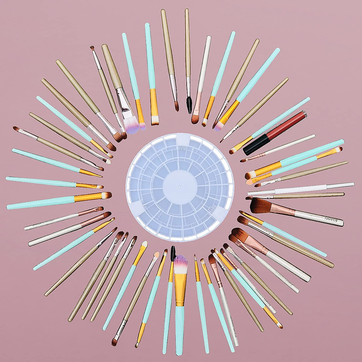 KaiLife Makeup & Artist Paint Brush Holder 49 Hole Plastic Desk Stand Holding Rack for Pens, Pencils, Eyeliner, Cosmetic Brushes Crate Storage Organizer White