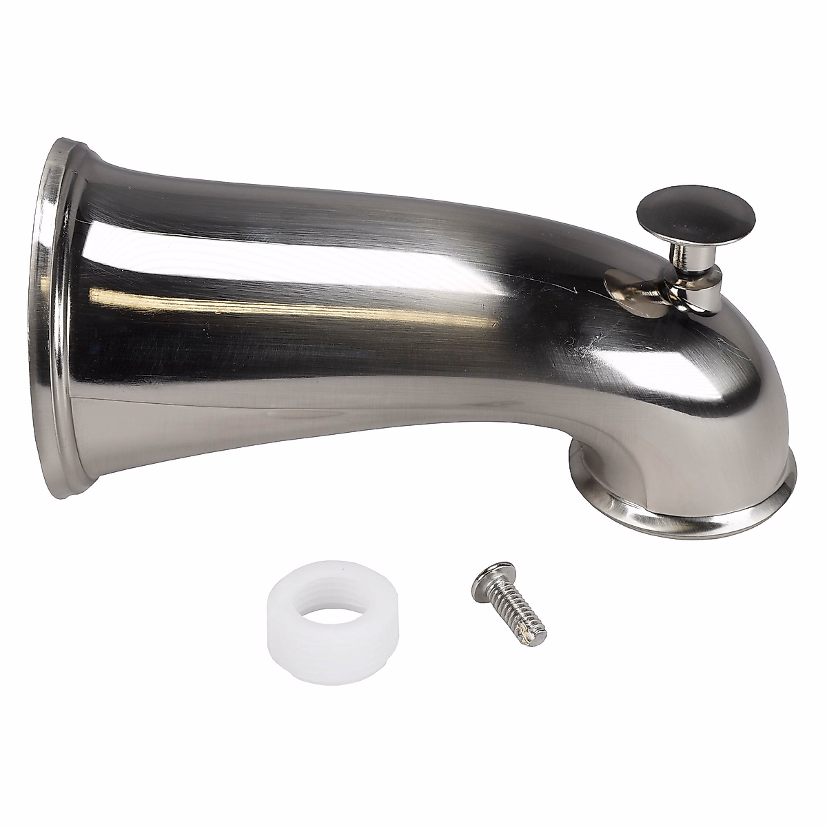 DANCO Decorative Bathtub Faucet Spout with Pull Up Diverter | 6 Inch Length | Brushed Nickel Finish (10316)