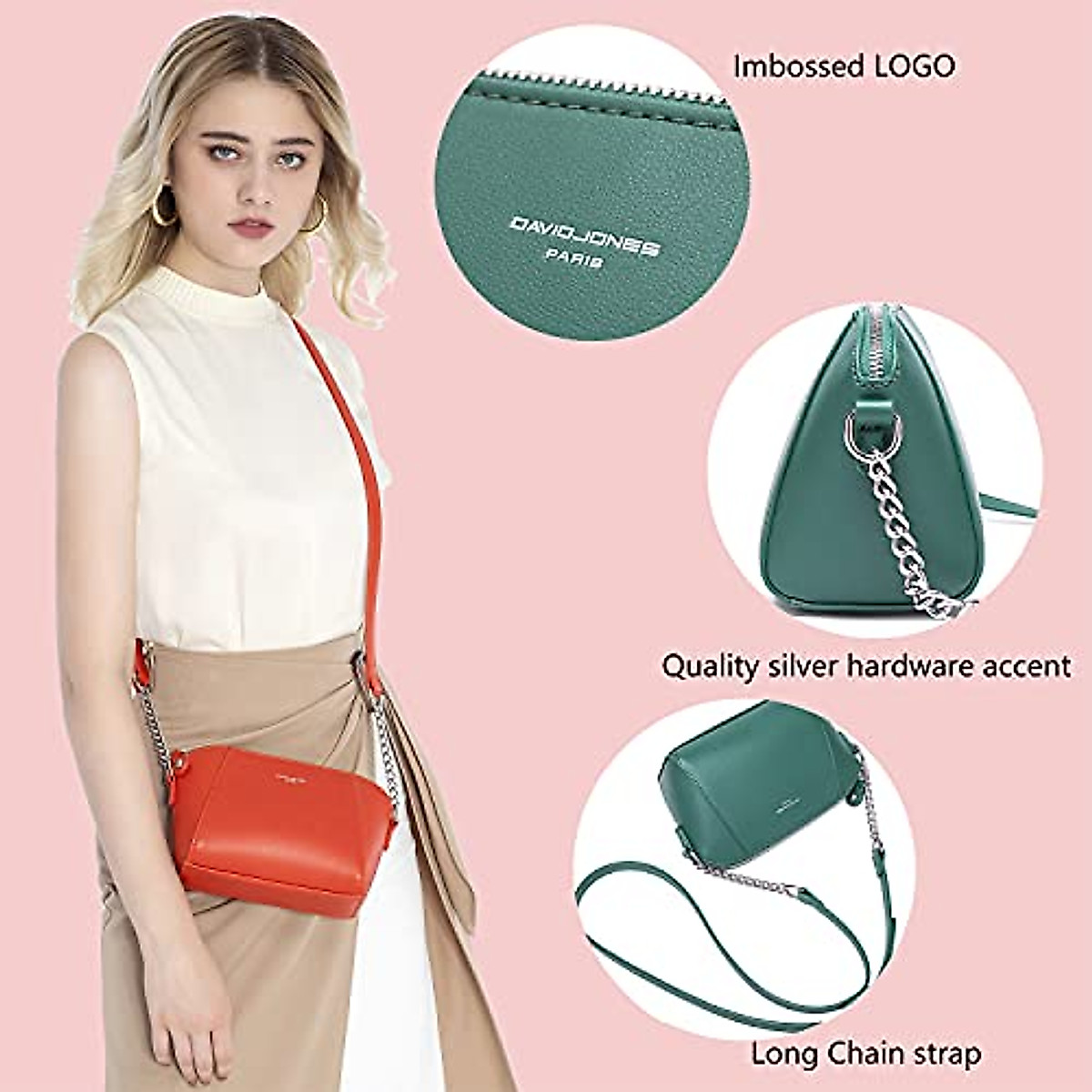 DAVIDJONES Faux Leather Hobo Purse and Wallet set for women Small Chain Crossbody Bags for Girls