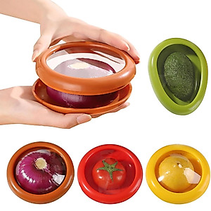 Generic 4pcs Silicone Fruit Storage Box, Avocado Saver and Tomato Holder, Reusable Storage Containers for Fridge, Onion Savers, Fruit & Vegetable Storage for Lemon & More, Mulit