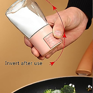 Salt and Pepper Shakers Precise Quantitative Push Type, 0.02oz Metering Salt Shaker Glass Metered Salt Dispenser, Press 0.5g Intake of Salt Air-Tight Glass Seasoning Condiment Bottle,