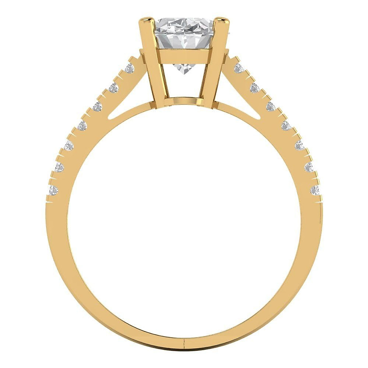 2.21 Ct Oval Cut Clear Simulated Diamond 14K Yellow Gold Solitaire with Accents Engagement Promise Bridal Ring Size 5.25