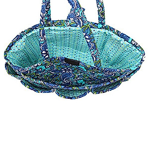 Floral Needle Bag Knitting Bag Yarn Storage Tote (Blue)