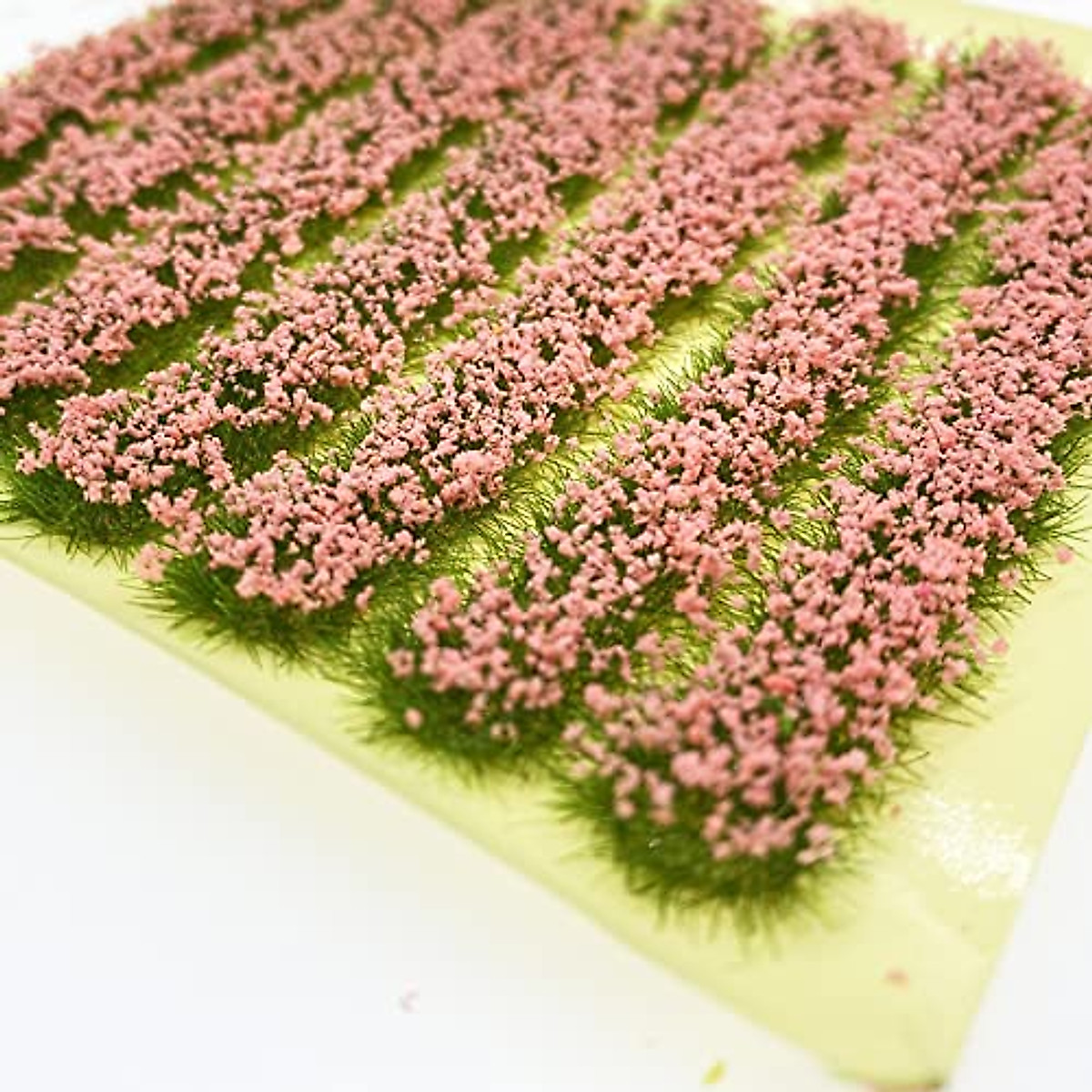 Cayway 2 Color Miniature Shrub Strips Static Shrub Vegetation Groups DIY Miniature Colorful Flower Cluster Static Grass Tuft for DIY Model Train Landscape Railroad Scenery, Pink and Red