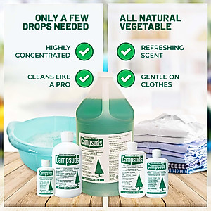 CONCENTRATED CAMPSUDS Outdoor Soap - Environmentally Conscious Camping Soap - Hiking & Camping Supplies - Camp Soap, Backpacking Soap, Travel Soap - Camping Gear Must Haves - 2 Fl Oz Bottle