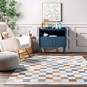 nuLOOM Naya Checkered Machine Washable Area Rug, 4x6, Beige