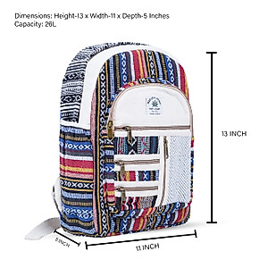 Small cotton stripe hemp backpack, Hemp backpack, traveling backpack, nepali backpack, himalayan backpack, small 13" bag (BG-001-SM)