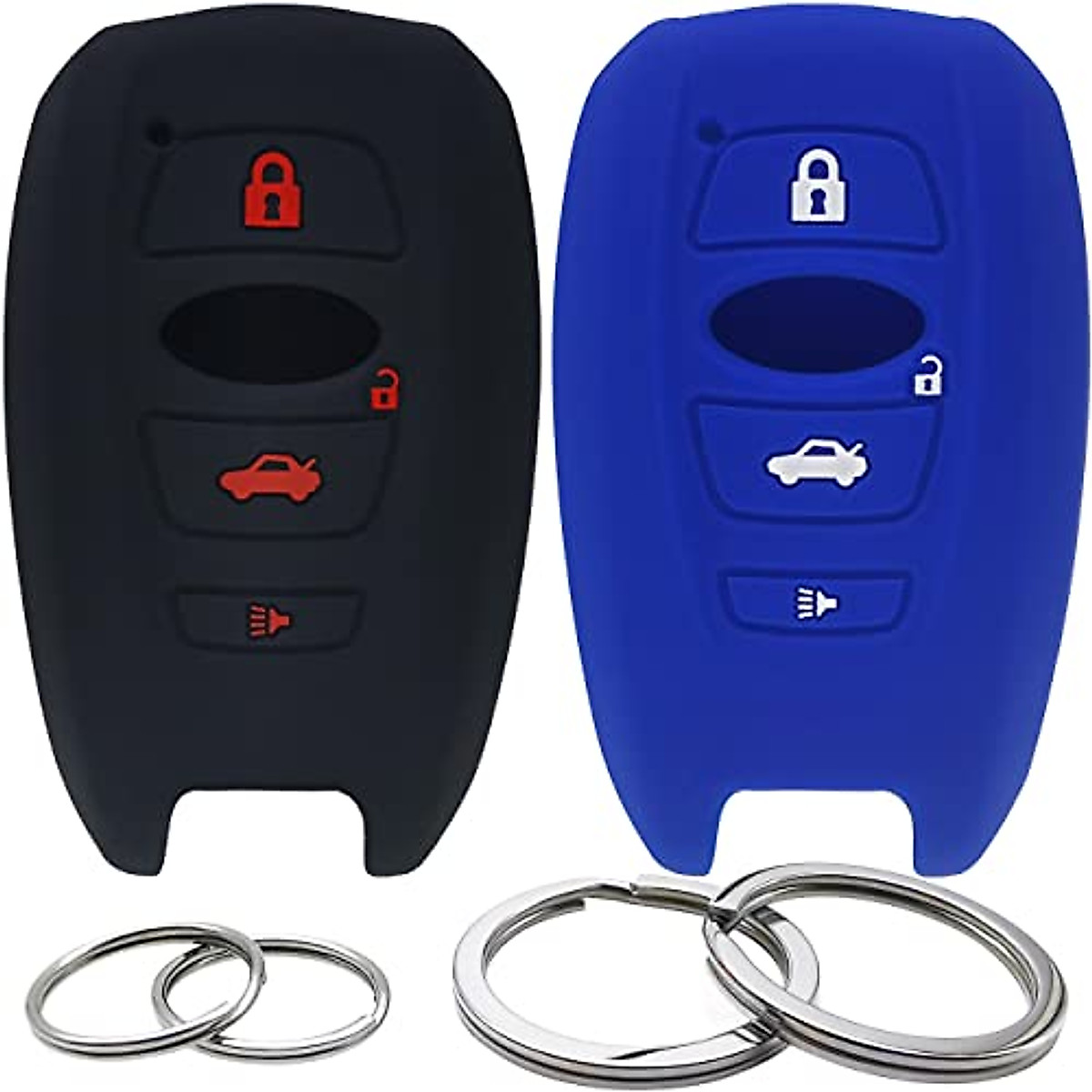 GFDesign 2 Pcs Silicone Key Fob Cover Remote Case Keyless Rubber Protector Holder Compatible with Subaru Ascent BRZ Crosstrek Forester Impreza Legacy Outback WRX STI XV Crosstrek 4 Buttons