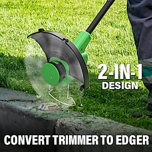 SOYUS Weed Wacker Battery Powered 10 Inch, String Trimmer Cordless with 2 Pcs 2.0Ah Batteries, Lightweight Edger Trimmer with 8 Pcs Replace Spool Trimmer Lines