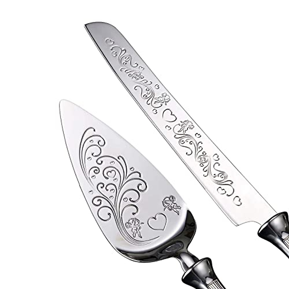 HISSF Cake Knife and Server Set,18/10 Stainless Steel Cake Pie Pastry Servers, Sweet Love Cake Serving Set Perfect For Wedding, Birthday,Home, Parties and Events